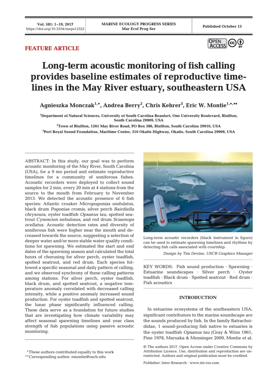 Long-term acoustic monitoring of fish calling provides baseline ...
