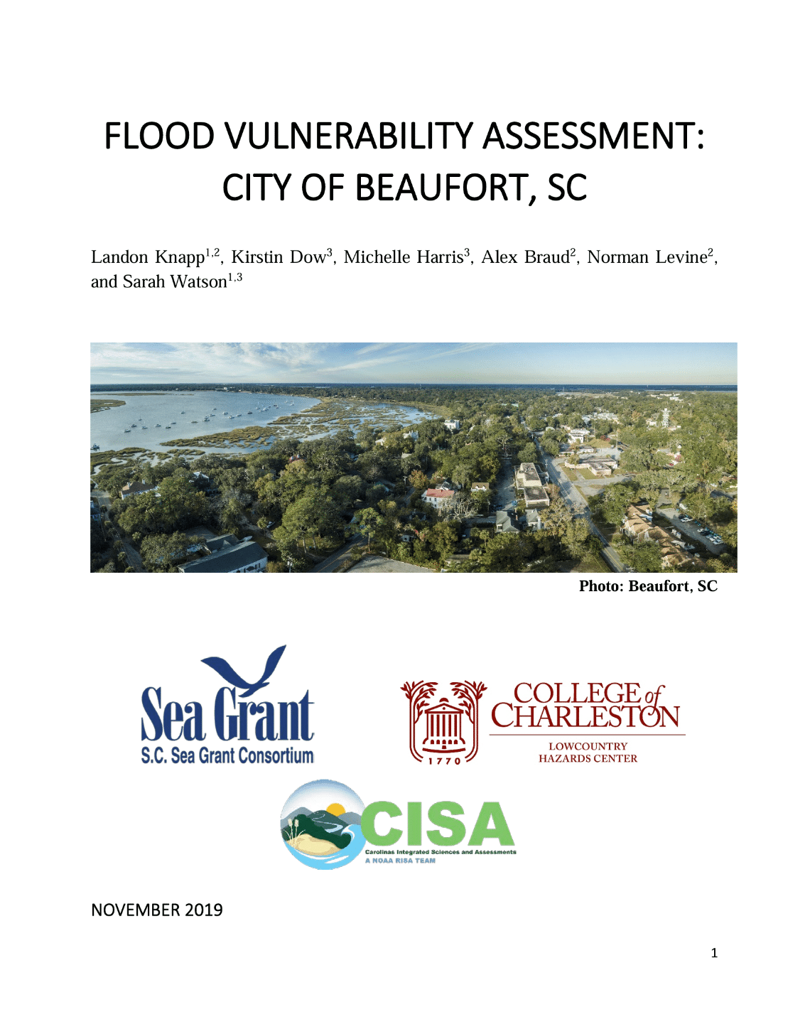 Flood Vulnerability Assessment: City of Beaufort, SC - Port Royal Sound ...